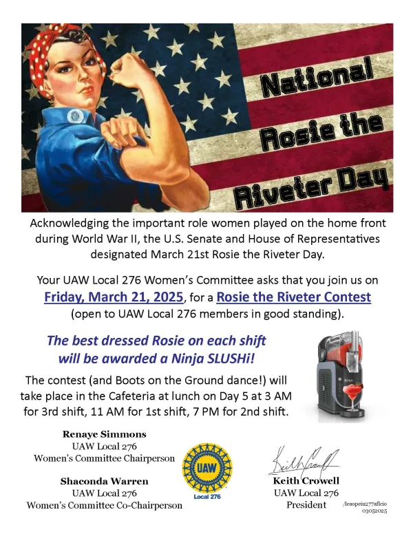National Rosie the Riveter Day (& Contest!) | UAW Local 276