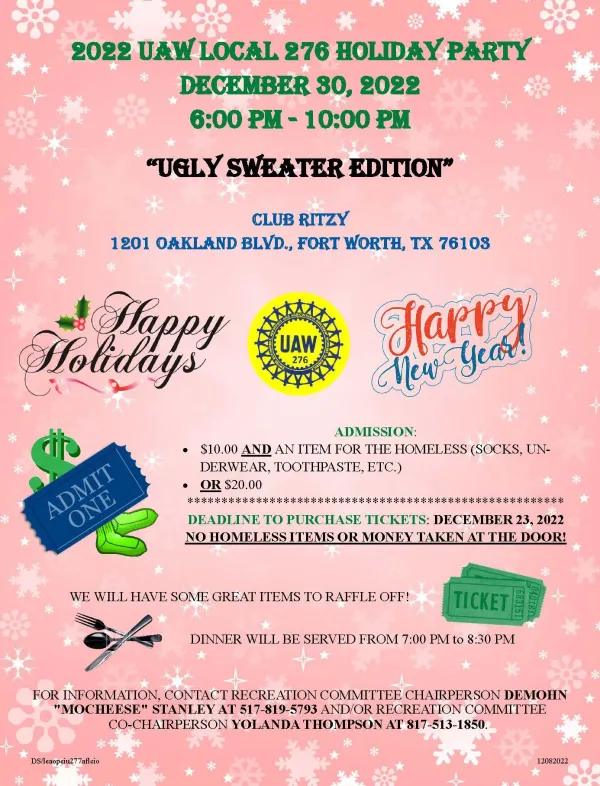 UAW Local 276 Adult's Holiday Party | UAW Local 276